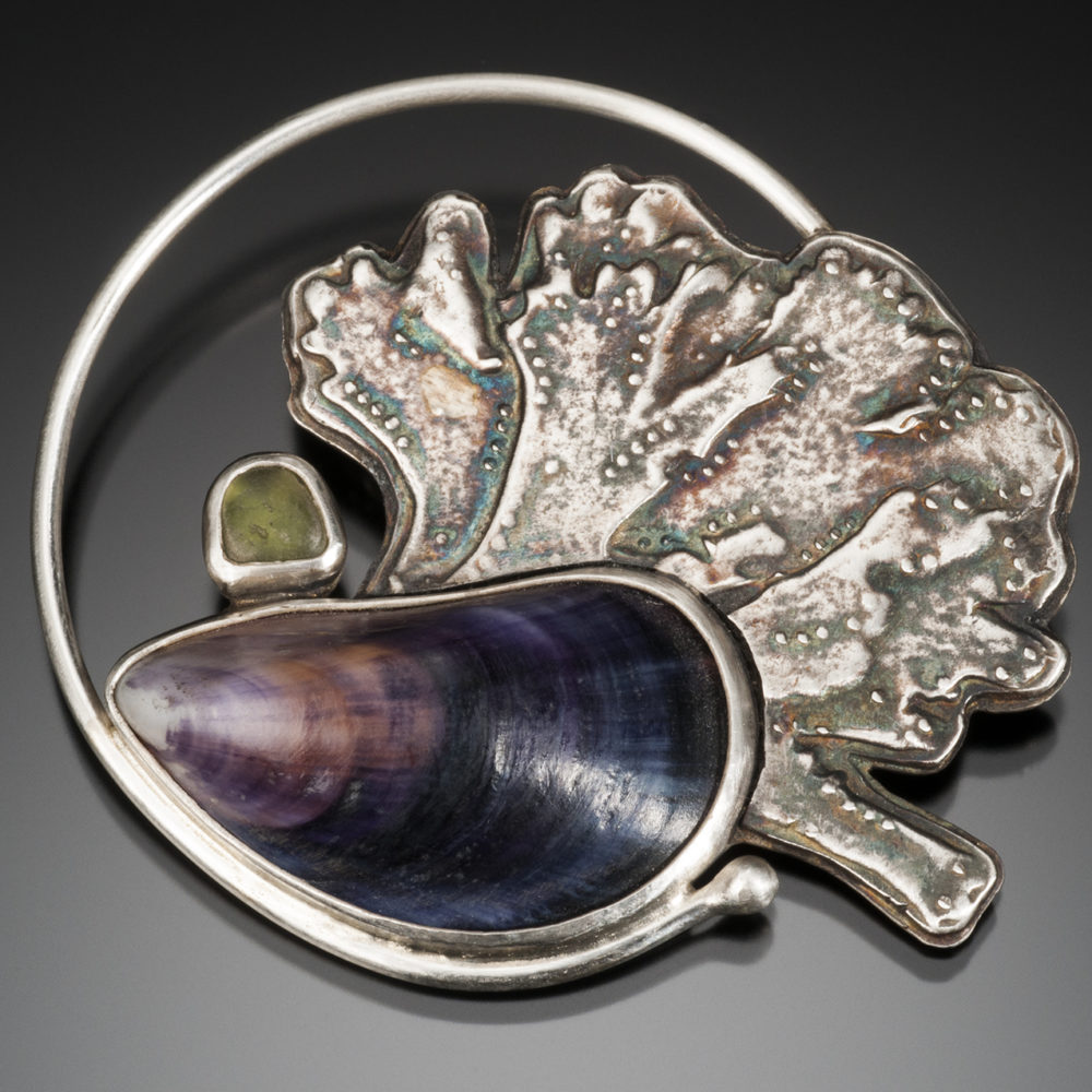 Mussel Shell Pendant, on chain | NISA Jewlery